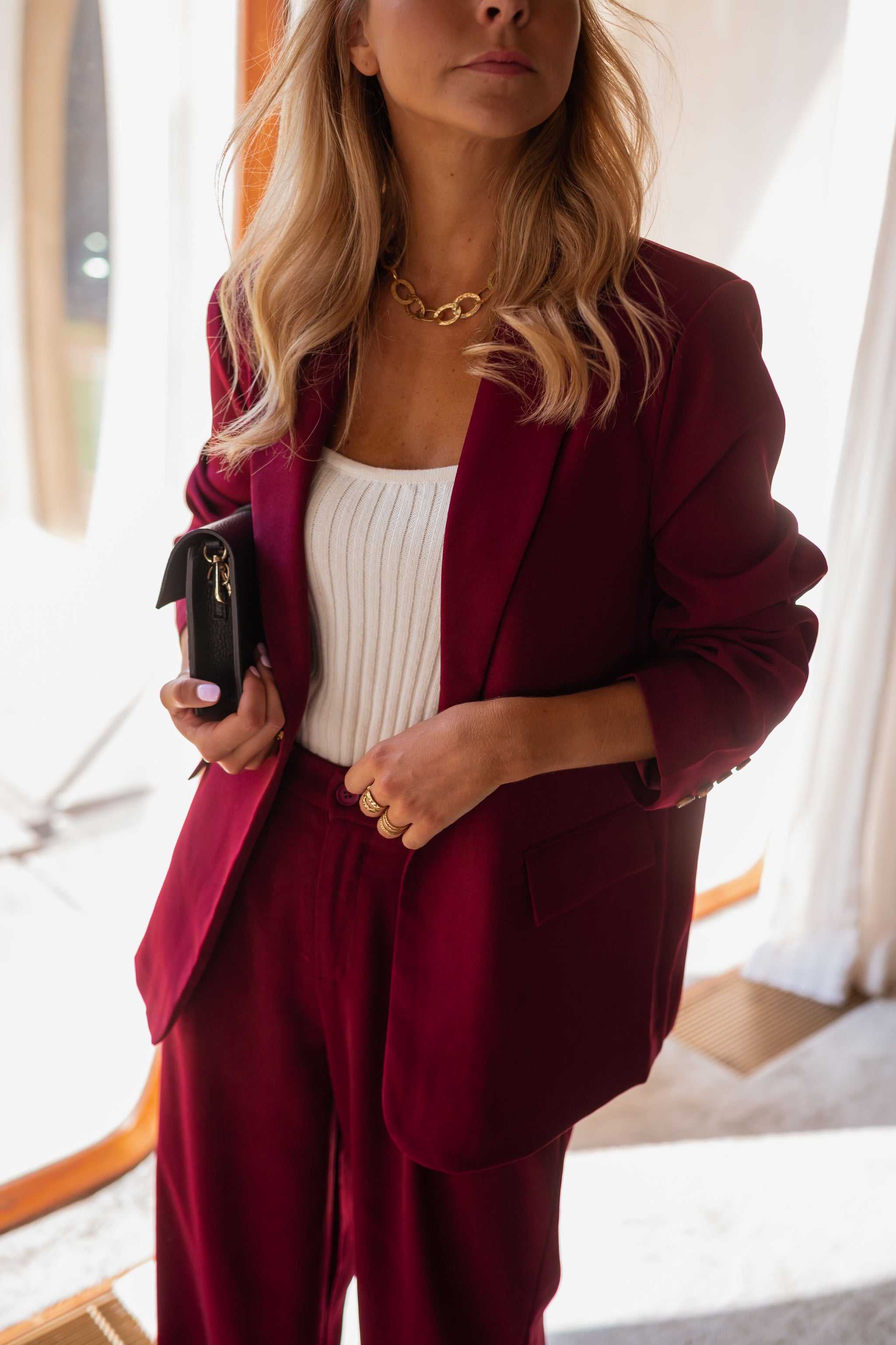 Burgundy Wesley Blazer – Easy Clothes North America