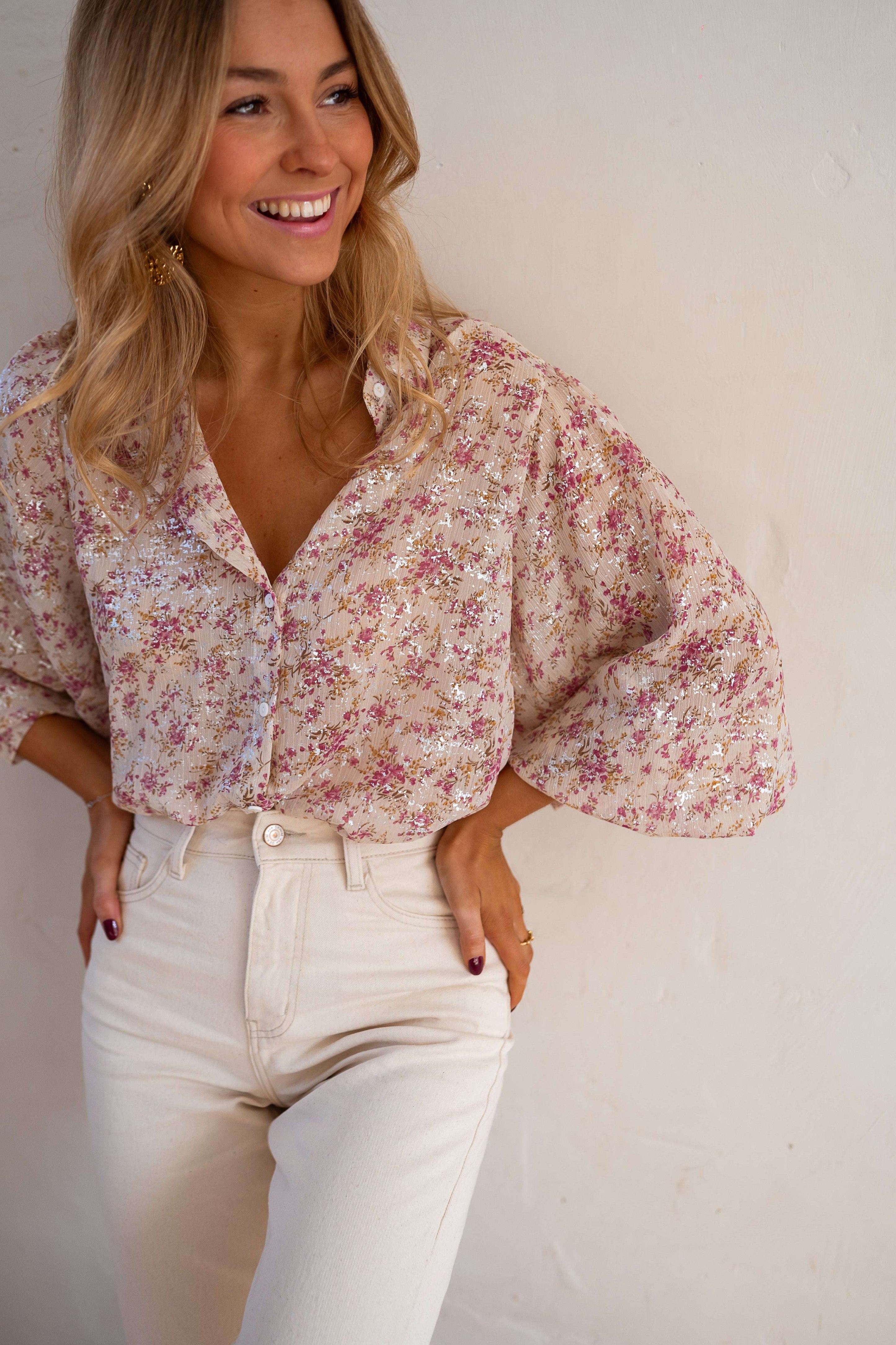 Beige and Pink Nara Shirt – Easy Clothes North America