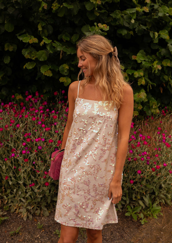 Beige Sequin Paca Dress – Easy Clothes North America
