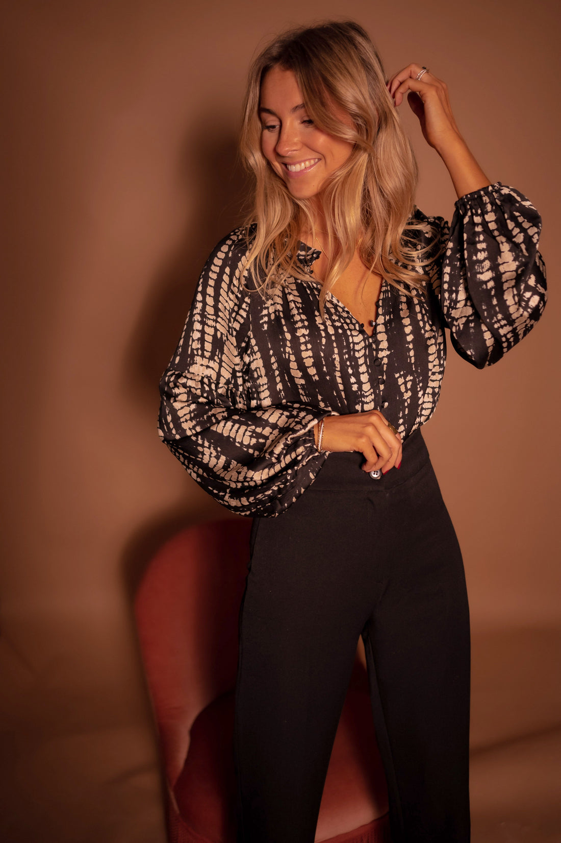 Black and Taupe Spotted Thiam Blouse – Easy Clothes North America