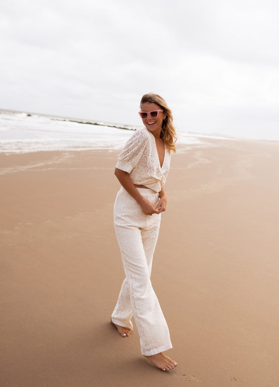 Ecru Embroidered Louis Pants – Easy Clothes North America