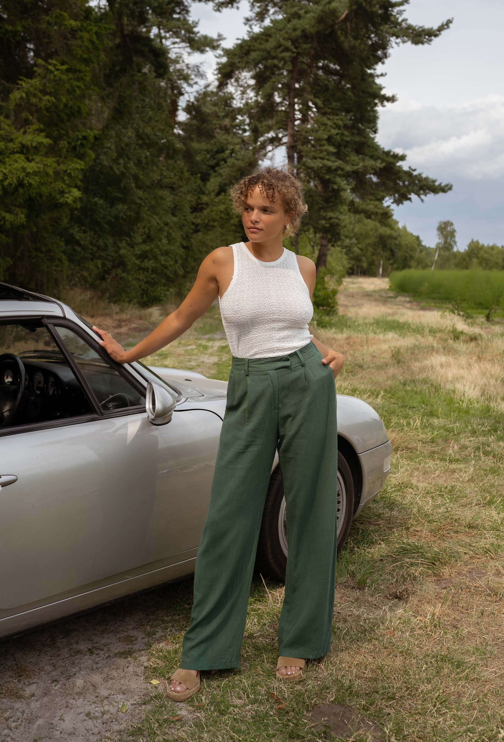 Dark Green Linen Joey Pants – Easy Clothes North America