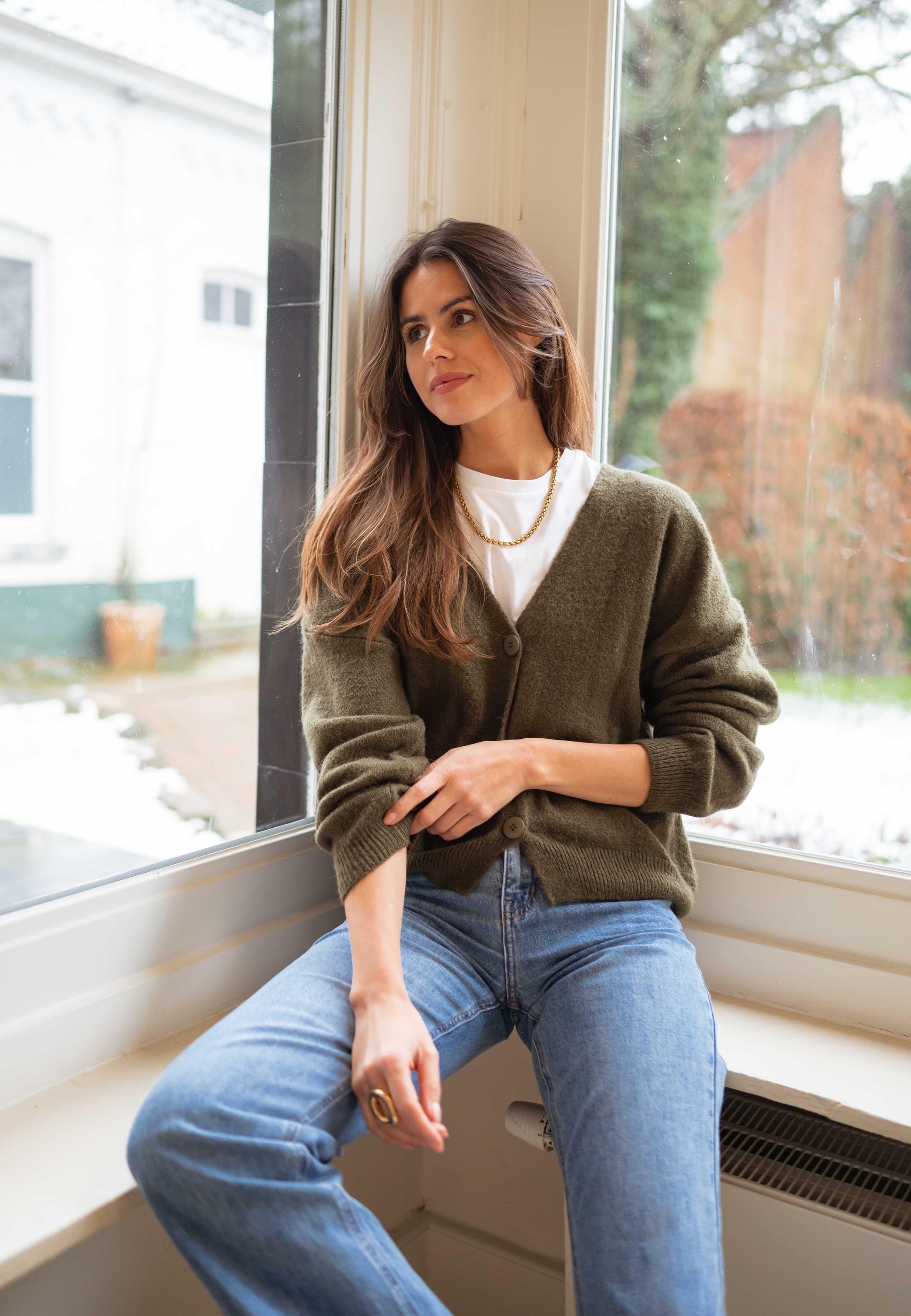 Khaki Gina Cardigan – Easy Clothes North America