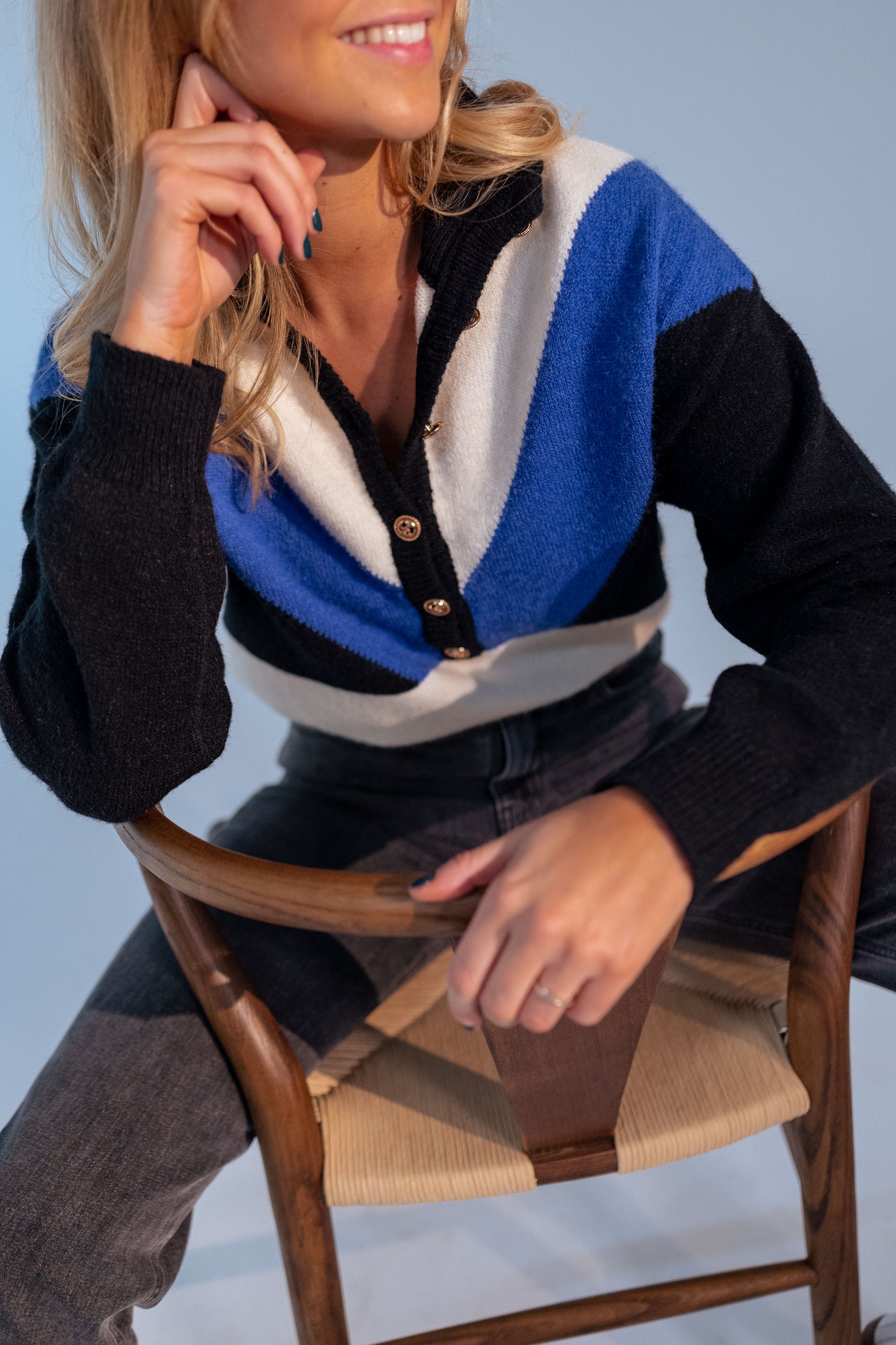 Blue and Ecru Neve Sweater – Easy Clothes North America